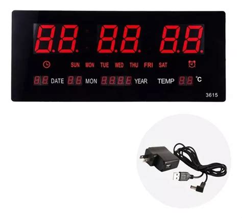 Reloj De Pared Digital Led Tiempo Termómetro Con Alarma Meses sin intereses