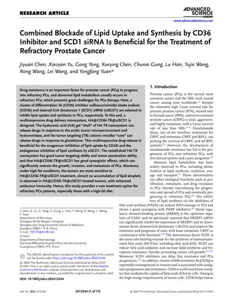 Pdf Combined Blockade Of Lipid Uptake And Synthesis By Cd36 Inhibitor