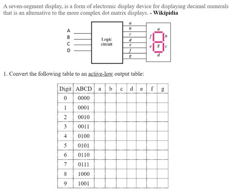 Solved A Seven Segment Display Is A Form Of Electronic