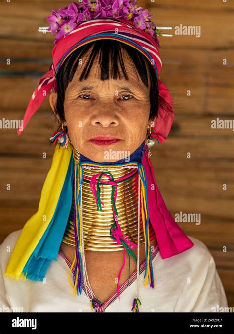 Chiang Rai Province Thailand Portrait Of Karen Long Neck Woman At