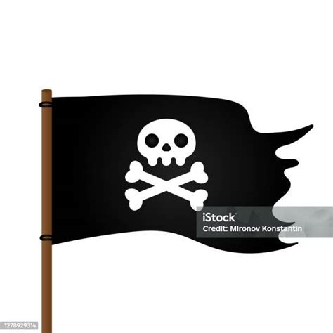Bendera Bajak Laut Dengan Tengkorak Jolly Roger Dan Tulang Persimpangan
