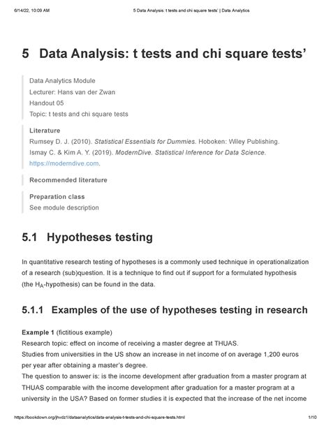 5 Data Analysis T Tests And Chi Square Tests Data Analytics 5 Data