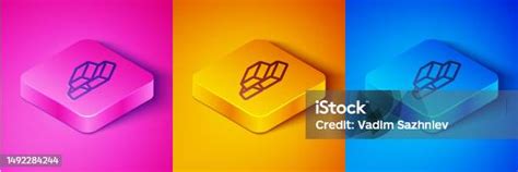 분홍색과 주황색 파란색 배경에 격리 된 등색 라인 골드 바 아이콘 은행 비즈니스 개념 정사각형 버튼입니다 벡터 3차원 형태에 대한 스톡 벡터 아트 및 기타 이미지 Istock