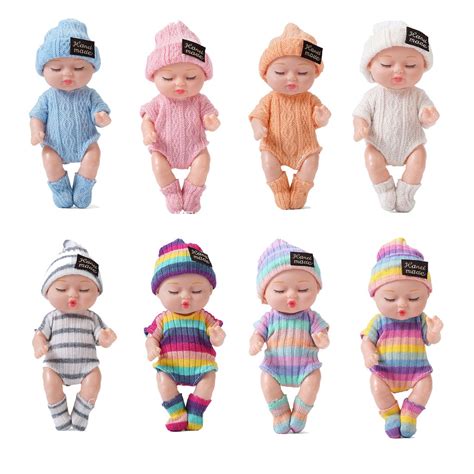 Boneca Bebe Silicone Reborn Simulação Dormir Bebê Mini Fofa Menino Realista Vestido De