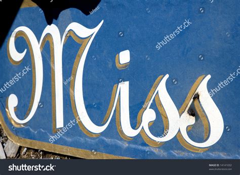 Blue Sign Word Miss Cursive Written Stock Photo 14141032 Shutterstock