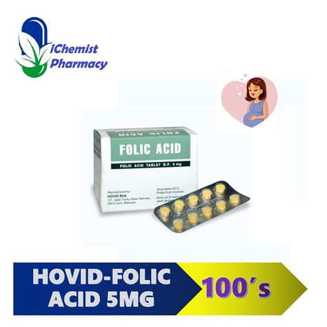 Hovid Folic Acid 5mg 100s 1 Box Exp 31082024 Shopee Malaysia