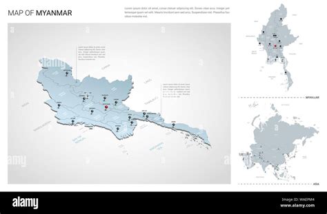 Vector Set Of Myanmar Burma Country Isometric 3d Map Myanmar