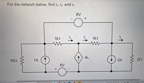 Solved For The Network Below Find Ix Iy And Iz 8v 5Ω 4Ω