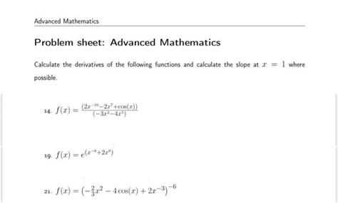 Solved Problem Sheet Advanced Mathematics Calculate The