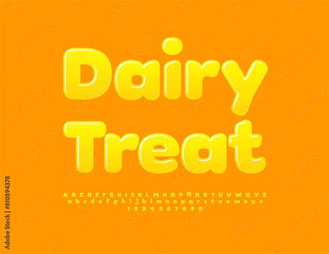 Vector Advertising Poster Dairy Treat Glossy Yellow Font Artistic