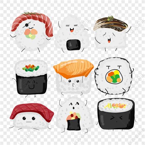 일본 일러스트 만화 참치 옥수수 달걀 껍질 초밥 이모티콘노랑해물 Png 일러스트 무료 다운로드 Lovepik
