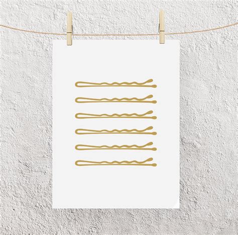 Illustrative Gold Bobby Pins Instant Digital Download Print
