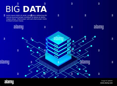 Concept Of Big Data Processing Energy Station Of Future Server Room Rack Data Center Isometric