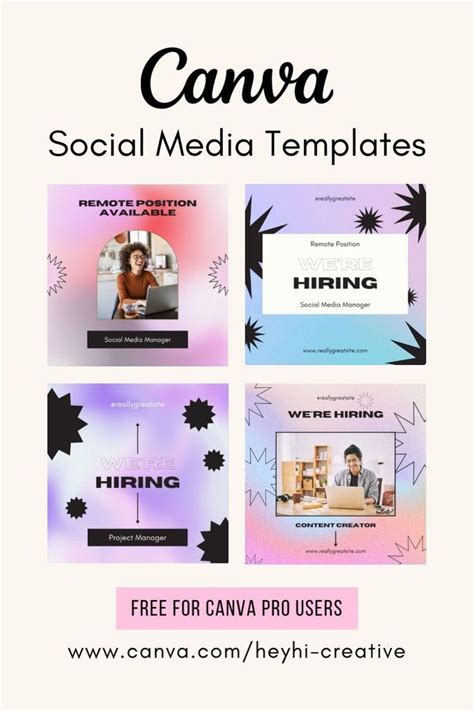 Canva Social Media Templates For Marketing And Recruitment Canva Pro