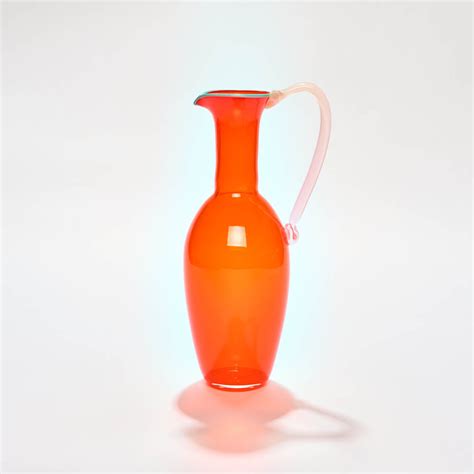 Tall Jug In Bright Orange Gather Glass