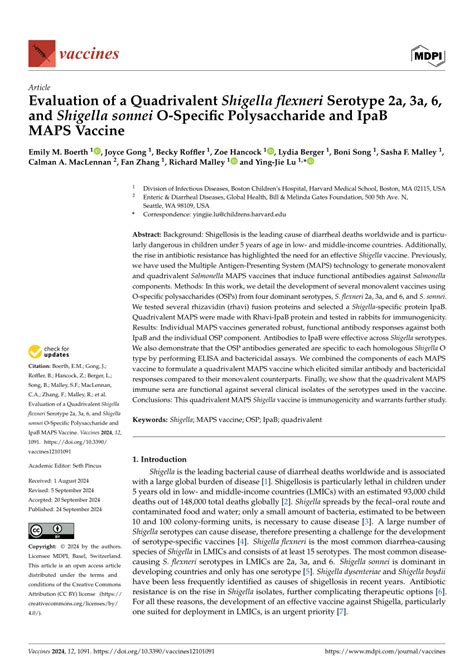 Pdf Evaluation Of A Quadrivalent Shigella Flexneri Serotype 2a 3a 6