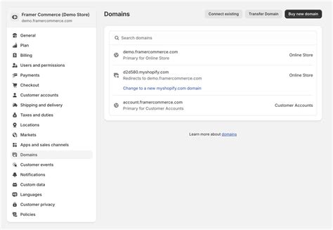Configure Shopify Framer Commerce Docs
