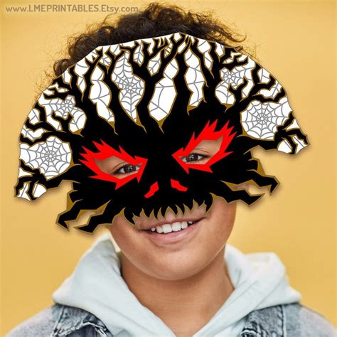 Spooky Tree Mask Printable Halloween Terror Costume Party Skeleton Masks Scary Kid Adult Day Of