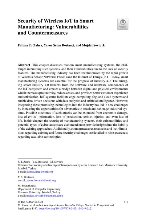 pdf security of wireless iot in smart manufacturing vulnerabilities and countermeasures