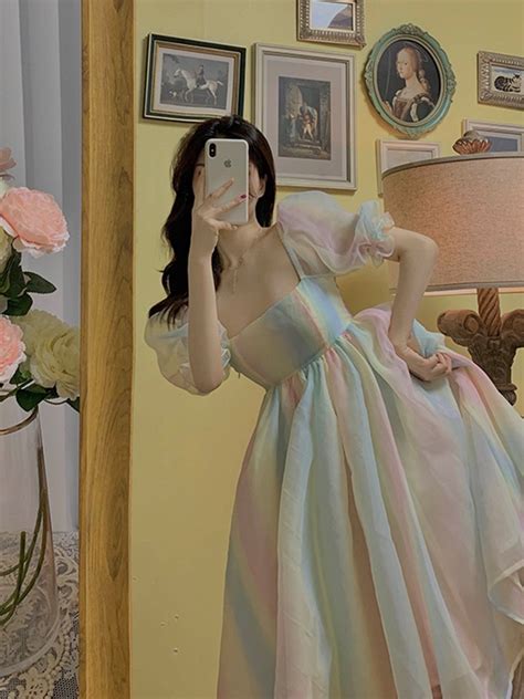 پیراهن بلند مجلسی مدل رنگین کمانی عروسکی کد 0610 گرلی کیوت شاپ