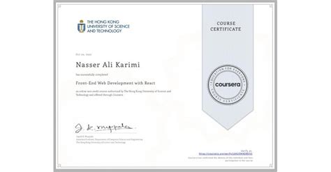Nasser Ali Karimi On Linkedin Completion Certificate For Front End Web
