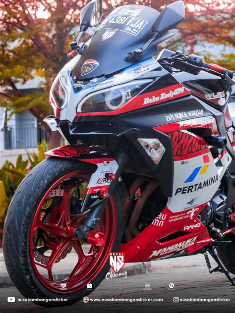 Decal Stiker Ninja 250 Fi Livery Mandalika Hitam Merah Sticker Full