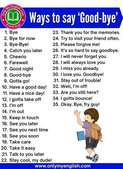 50 Different Ways To Say ‘good Bye Vocabulary Words Hard To Say