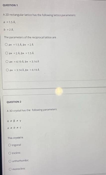 Solved Question 1 A 2d Rectangular Lattice Has The Following
