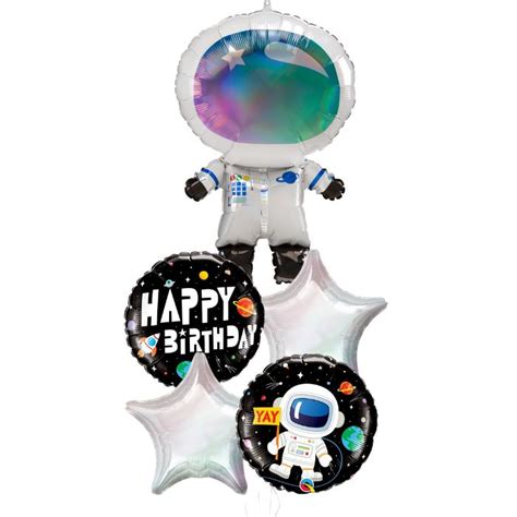 Iridescent Astronaut Theme Helium Balloon Bouquet Cgs Party