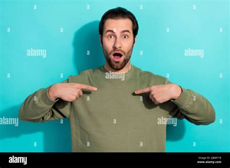 Photo Of Young Impressed Man Point Fingers Himself Puzzled Stupor