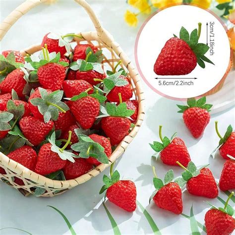 Artificial Strawberries Realistic Strawberry Decor Plastic Simulation
