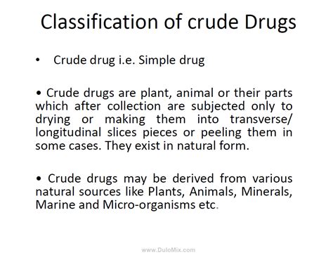 Classification Of Crude Drugs Pdf Ppt Download Now Dulomix