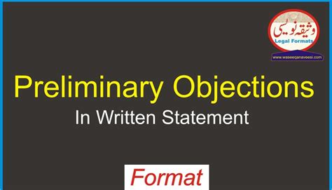 Preliminary Objections In Written Statement Format Preliminary Objections In Written Statement Format