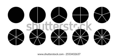 Pie Chart Fractions Geometry Mathematical Vector Stock Vector Royalty