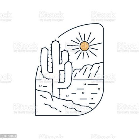 선인장 사막 캠핑 자연 모험 야간 와일드 라인 배지 패치 핀 그래픽 일러스트 레이 션 벡터 아트 티셔츠 디자인 외형선에 대한 스톡 벡터 아트 및 기타 이미지 Istock