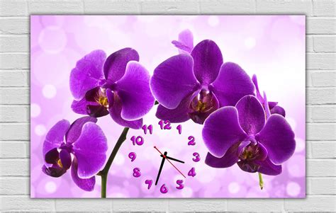 Большие Часы на Стену Кварцевые Фиолетовая Орхидея 60х90 См — Купить Недорого на Bigl Ua