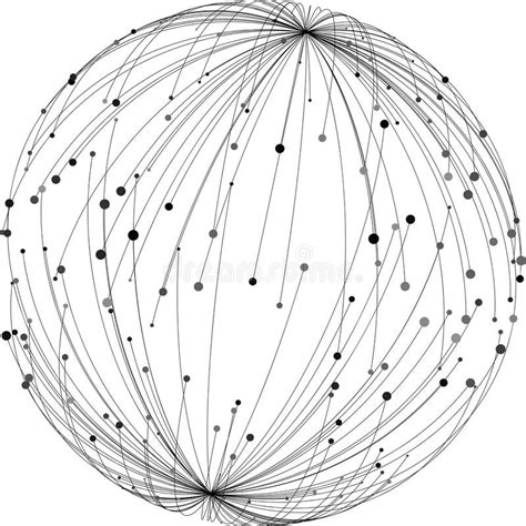 Point And Curve Constructed The Sphere Wire Frame Technological Abstract Illustration Stock