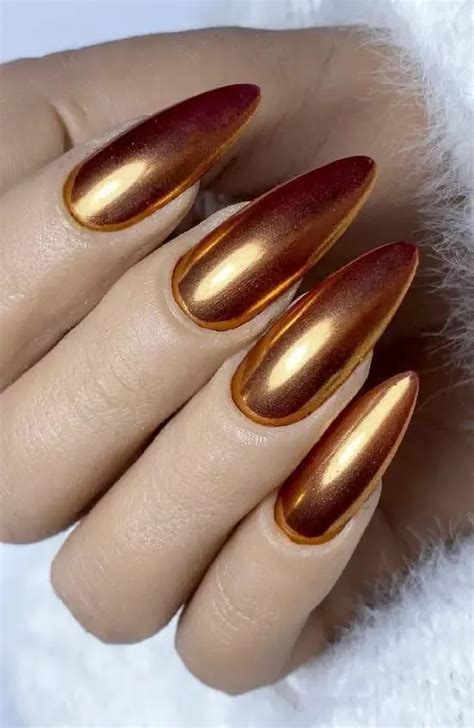17 Glamorous Gold Chrome Nail Design Ideas Copper Nails Designs