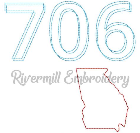 Raggy Applique Georgia 706 Area Code Machine Embroidery Design