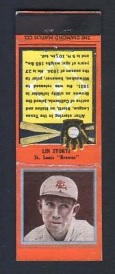 1934 Diamond Baseball Matchcover 173 Lin Storti St Louis Browns Ex