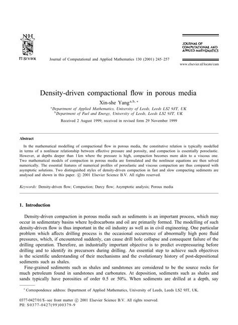 Pdf Density Driven Compactional Flow In Porous Media Dokumentips