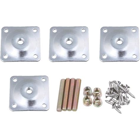 Carré Metal Plaques de Montage de Pieds de Meubles Kits pour Ajustez