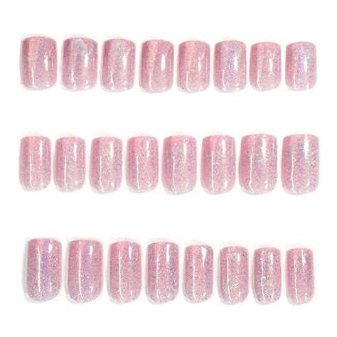 XISAOK Cats Eye Full Cover False Tip Naked Pink False Nails Detachable
