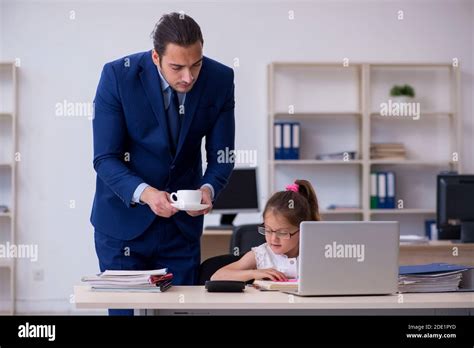 Father Secretary And Daughter Boss In Funny Concept Stock Photo Alamy