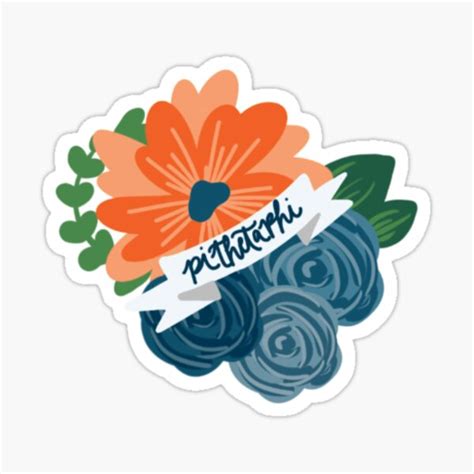Pi Theta Phi Floral Sticker By Mp Creative Redbubble