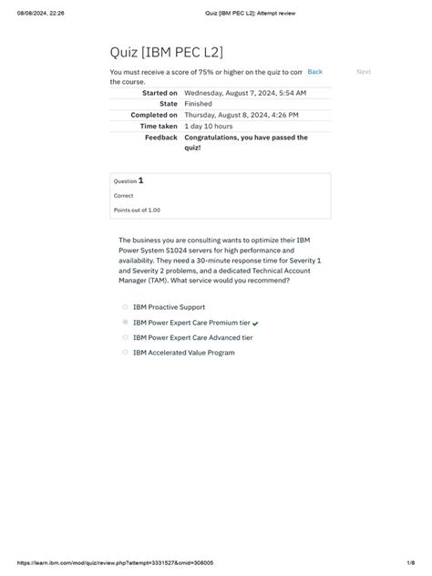 Quiz Ibm Pec L2 Attempt Review Pdf Computing Computer Architecture