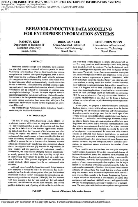 Pdf Behavior Inductive Data Modeling For Enterprise Information Systems