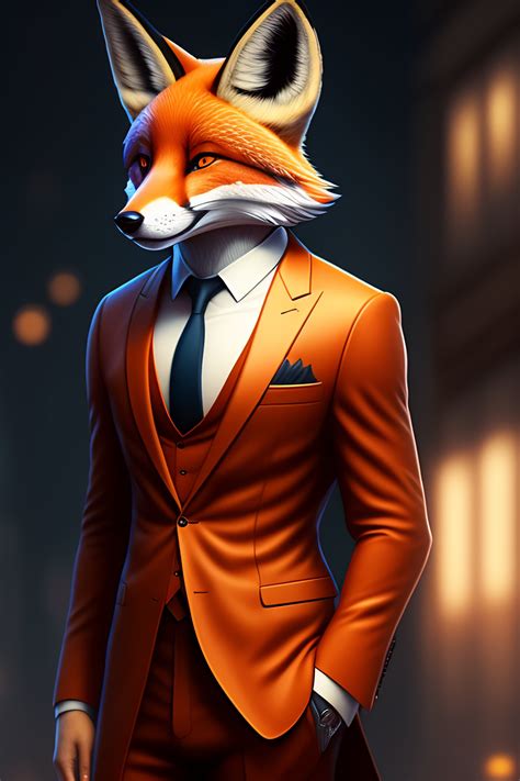 Lexica Anthro Furry Humanoid Fox Three Piece Suit Checking Watch