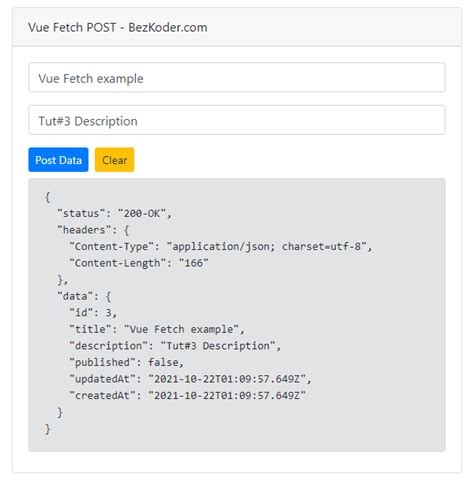 Vue Fetch Example Get Post Put Delete With Rest Api Bezkoder