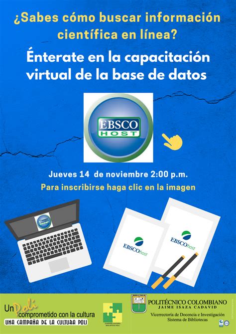 Capacitación virtual en la Base de Datos EBSCOhost - Politécnico Colombiano Jaime Isaza Cadavid